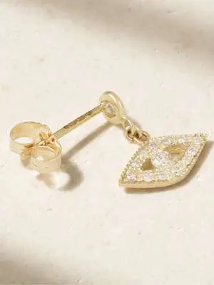 Jacquie Aiche 14-karat Diamond Evil Eye Stud Earring
