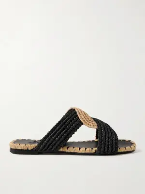 CastaÑer Prado Raffia Slides - Black