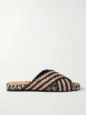 CastaÑer Pat Raffia Slides - Black