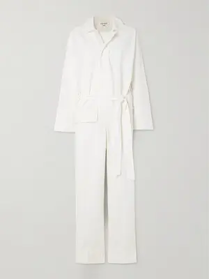 Victoria Beckham Belted Cotton-twill Jumpsuit - White