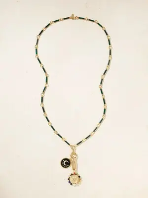 FOUNDRAE Foundrae 18-karat Gold, Enamel And Multi-stone Necklace