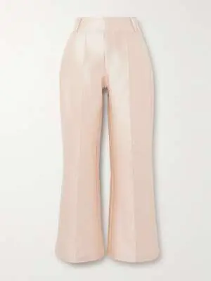 DESTREE Yoshi Cropped Taffeta Flared Pants Neutral