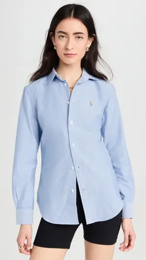 Polo Ralph Lauren Cotton Oxford Long Sleeve Button Down Shirt - Blue