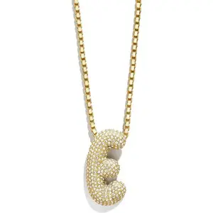 Baublebar Bubble Initial Pendant Necklace - Clear E