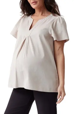 INGRID & ISABEL® Flutter Sleeve Woven Maternity Top