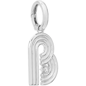 Adina Reyter Groovy Initial Diamond Pendant Charm Silver - B