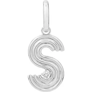 Adina Reyter Groovy Initial Diamond Pendant Charm - Silver - S