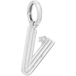 Adina Reyter Groovy Initial Diamond Pendant Charm Silver - V