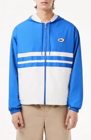 Lacoste Water Repellent Colorblock Hooded Jacket
