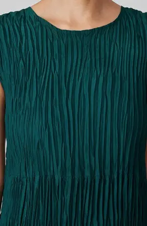 Eileen Fisher Pleated Tiered Silk Midi Dress