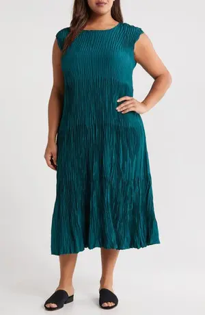green emerald velvet dress Fine Tencel Jersey Dress  Eileen Fisher Renew