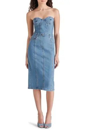 Steve Madden Anya Strapless Corset Denim Dress