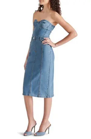 Steve Madden Anya Strapless Corset Denim Dress