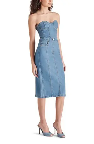 Steve Madden Anya Strapless Corset Denim Dress