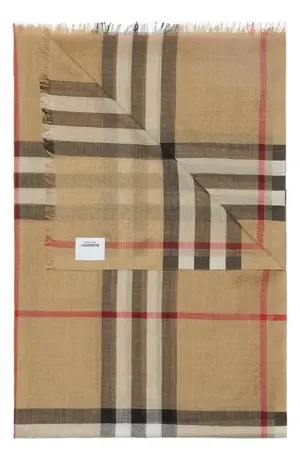 Burberry Giant Check Print Wool & Silk Scarf - Archive Beige
