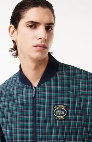 Lacoste Plaid Water-repellent Bomber Jacket