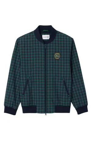 Lacoste Plaid Water-repellent Bomber Jacket