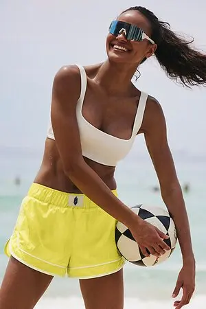 Free People Varsity Blues Running Shorts Highlighter Combo