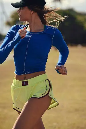 Free People Varsity Blues Running Shorts Lime