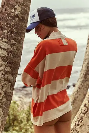 Free People We The Free Seaside Funnel Pullover - Orange Combo