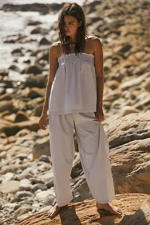 Free People Free People Corfu Tube Set With Wide-Leg Pants Grey Dawn