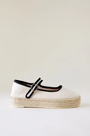 Maeve Mary Jane Espadrille Flats - White
