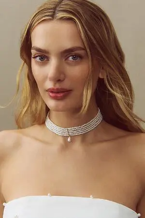 Anthropologie Micropearl Layered Choker Necklace - Pearl