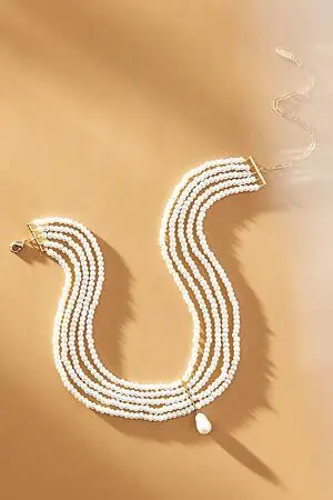 Anthropologie Micropearl Layered Choker Necklace