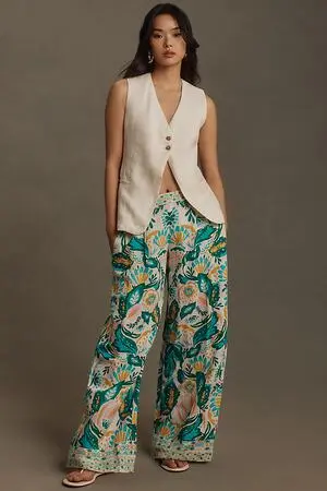 RANNA GILL Floral Wide-leg Pull-on Pants