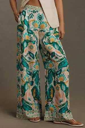 RANNA GILL Floral Wide-leg Pull-on Pants