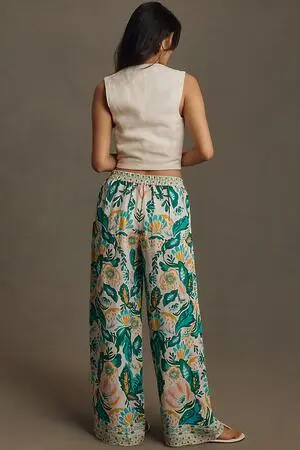 RANNA GILL Floral Wide-leg Pull-on Pants