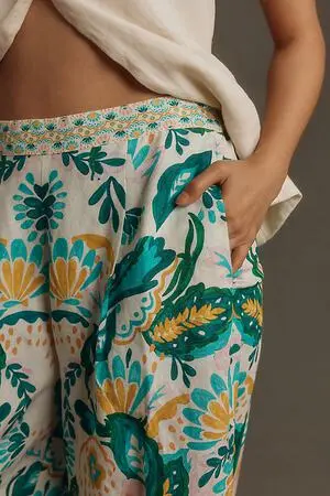 RANNA GILL Floral Wide-leg Pull-on Pants