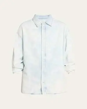 DARKPARK Keanu Ruched Denim Shirt - Ice Blue