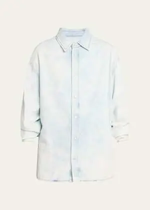 DARKPARK Keanu Ruched Denim Shirt - Ice Blue