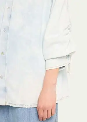 DARKPARK Keanu Ruched Denim Shirt - Ice Blue