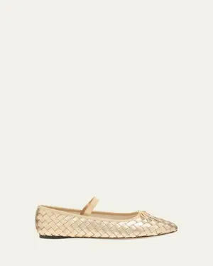 LOEFFLER RANDALL Loeffler Randall Leonie Metallic Woven Ballerina Flats - Gold