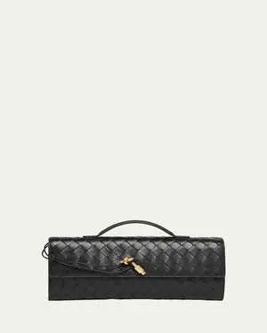 Bottega Veneta Long Andiamo Intrecciato Leather Clutch - Black
