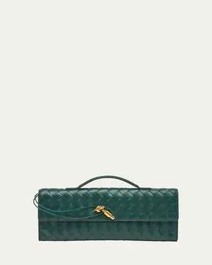 Bottega Veneta Long Andiamo Intrecciato Leather Clutch - Emerald