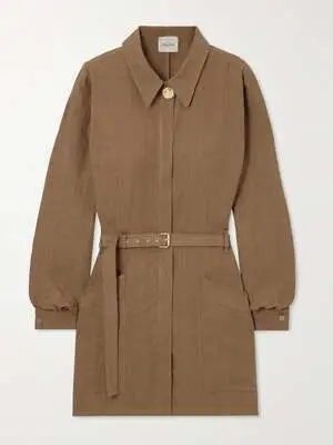 Le Kasha Awland Belted Linen Mini Dress