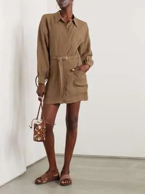 Le Kasha Awland Belted Linen Mini Dress