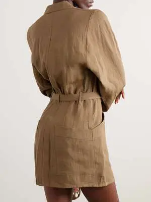 Le Kasha Awland Belted Linen Mini Dress