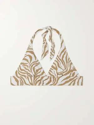 Max Mara Max Mara Beachwear Alberta Zebra-Print Bikini Top Beige