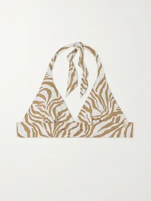 Max Mara Alberta Zebra-print Bikini Top - Neutrals