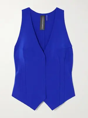 Norma Kamali Pintucked Stretch-jersey Vest - Blue