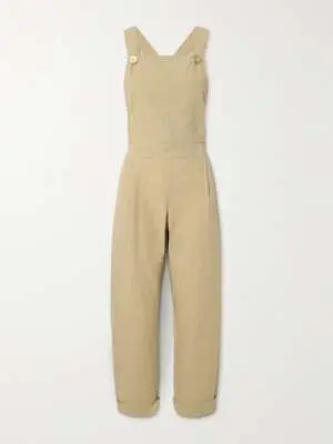 Le Kasha Sharani Linen Overalls Beige