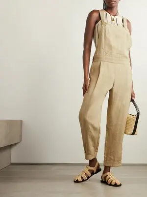 Le Kasha Sharani Linen Overalls - Neutrals