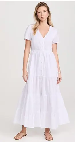 Playa Lucila Button Maxi Dress - White