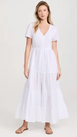 Playa Lucila Button Maxi Dress - White