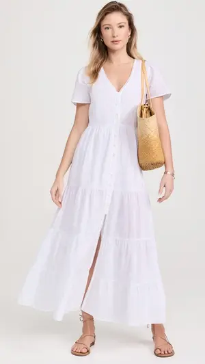 Playa Lucila Button Maxi Dress - White