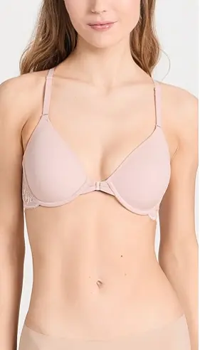 Natori Lush Front Close Contour Underwire Bra - Rose Beige/warm White